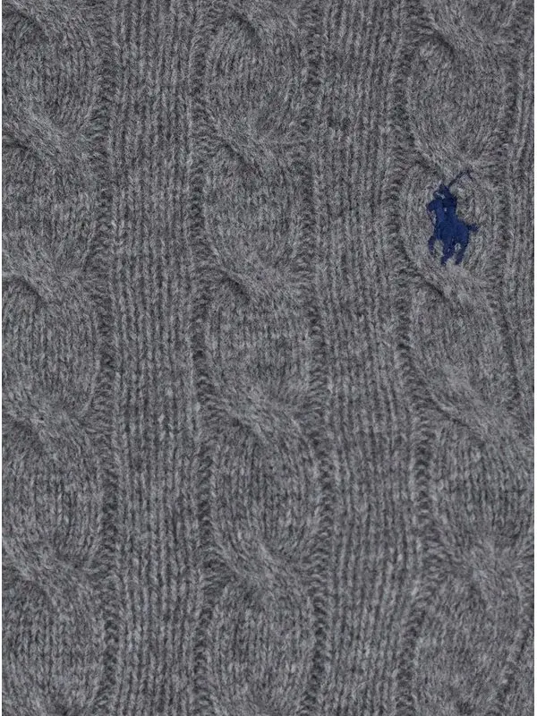 Polo Ralph Lauren Cable-knitted Jumper With Embroidered Logo - Grey
