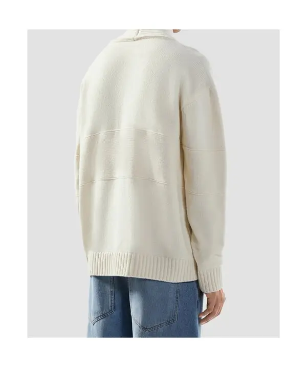 Gcds Logo Embossed V-neck Cardigan - Bone