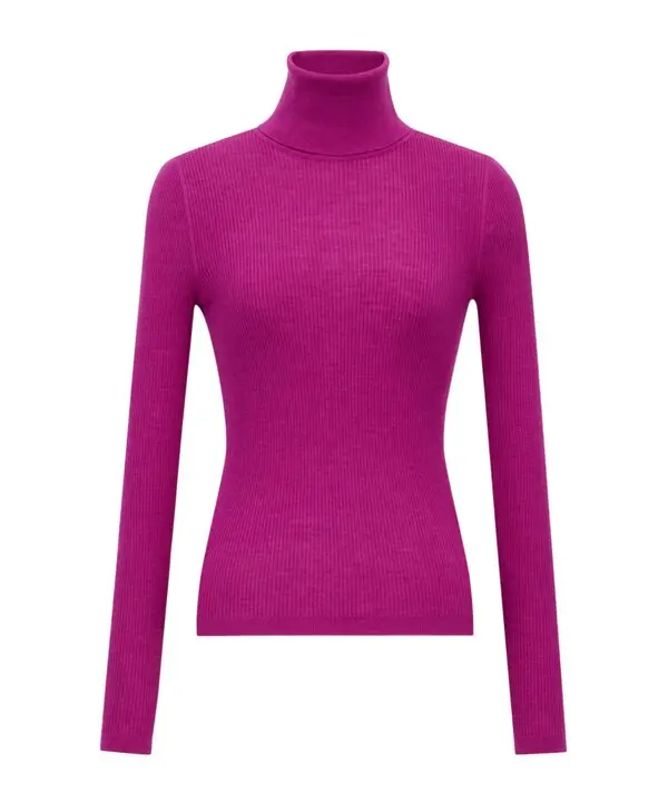 Saint Laurent Ribbed Turtleneck Jumper - Purple