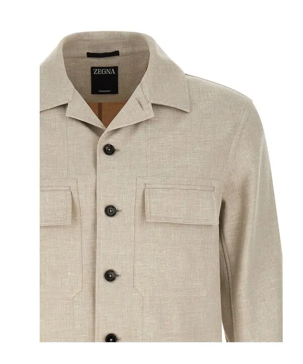 Zegna Button-up Overshirt - Nude