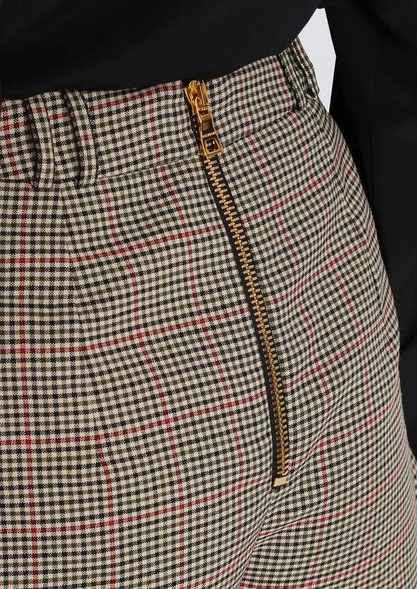 Balmain High-waisted Button-embellished Houndstooth Shorts