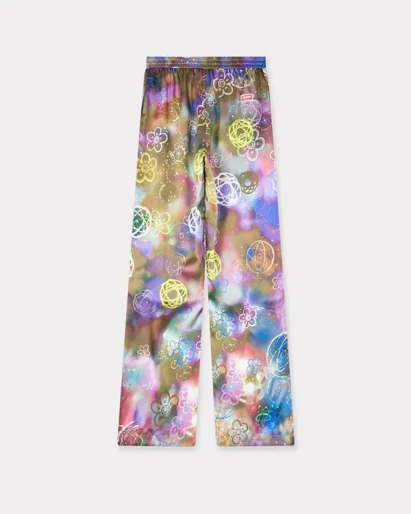 Kenzo X Futura 2000 Silk Graphic Print Pants