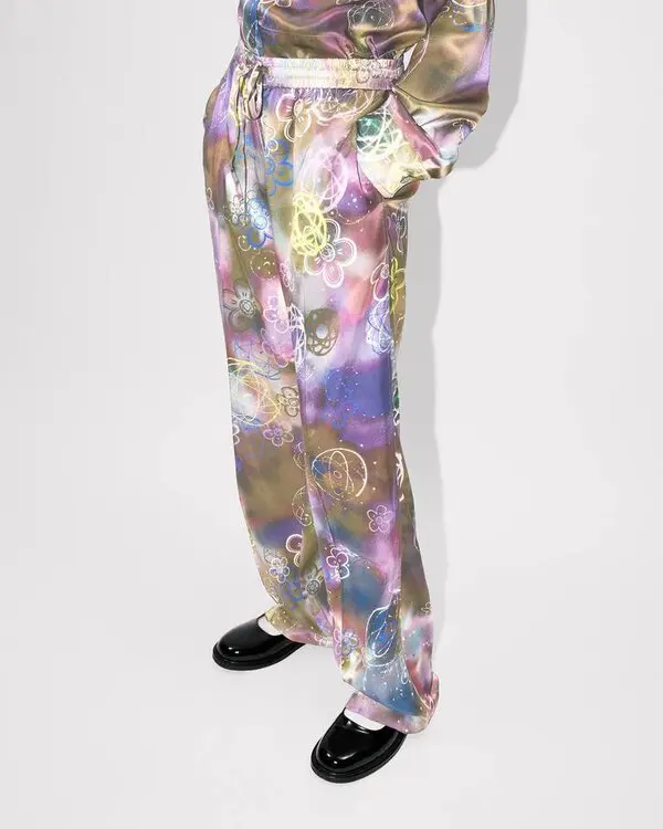Kenzo X Futura 2000 Silk Graphic Print Pants