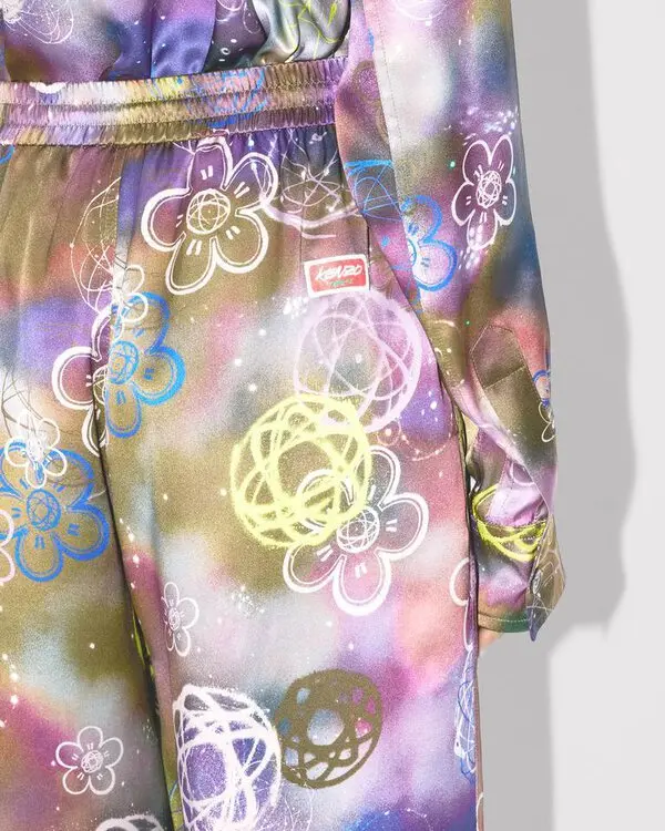 Kenzo X Futura 2000 Silk Graphic Print Pants