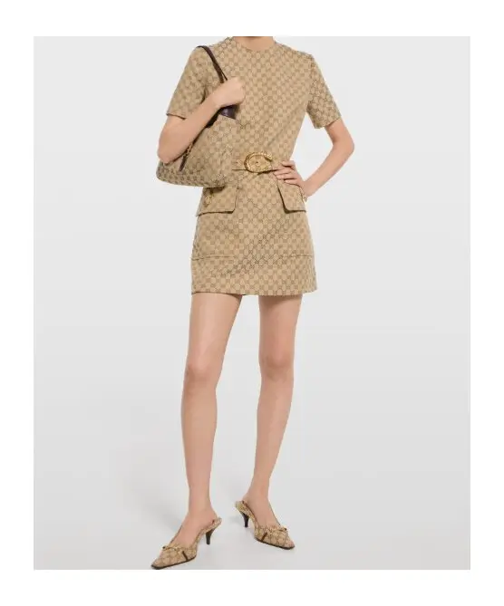 Gucci Gg Cotton Canvas Fabric Dress