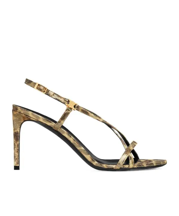 Celine Criss Cross Sandal With Triomphe In Leopard Printed Suede