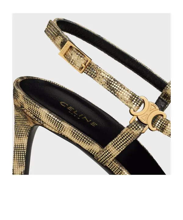 Celine Criss Cross Sandal With Triomphe In Leopard Printed Suede