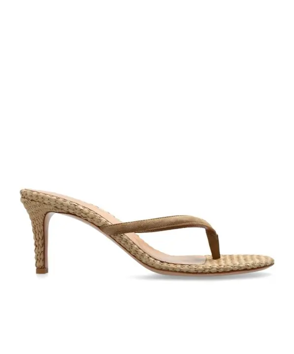 GIANVITO ROSSI Raffia And Suede Thong Sandals