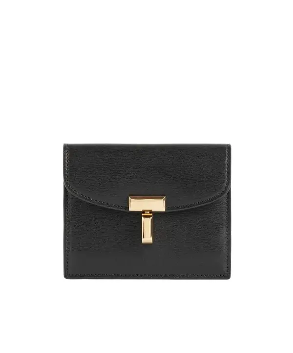 TOTEME T-lock Leather Card Holder - Black