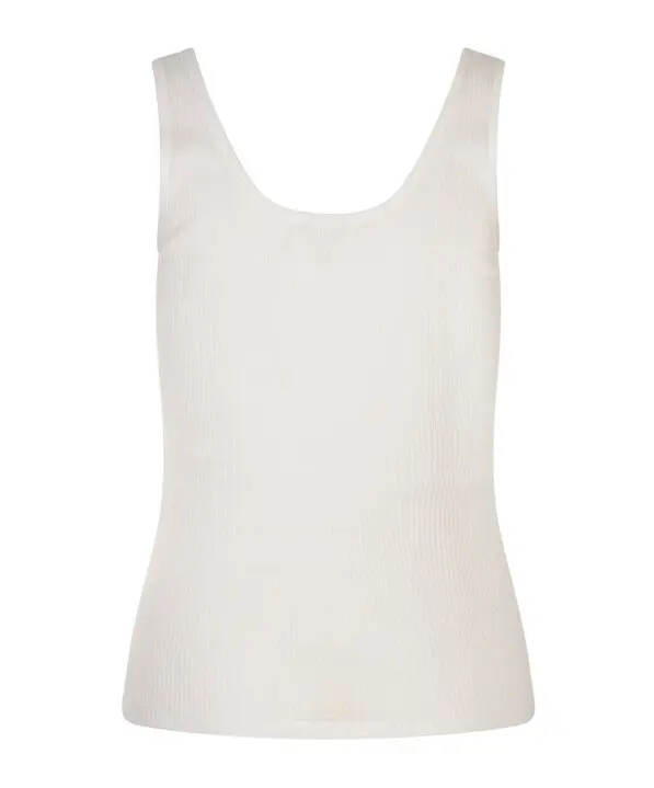 Chloé Crewneck Ribbed Tank Top With Pineapple Patch - White