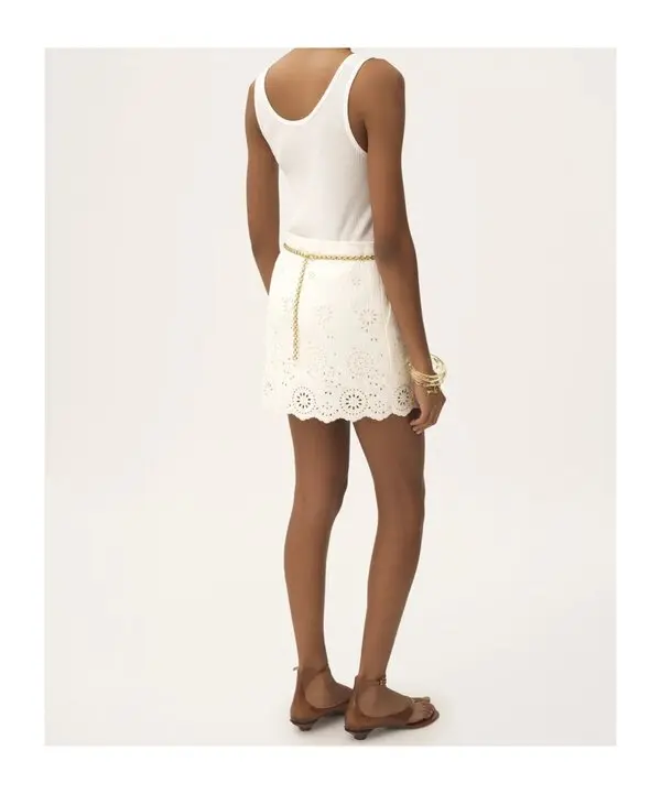 Chloé Crewneck Ribbed Tank Top With Pineapple Patch - White