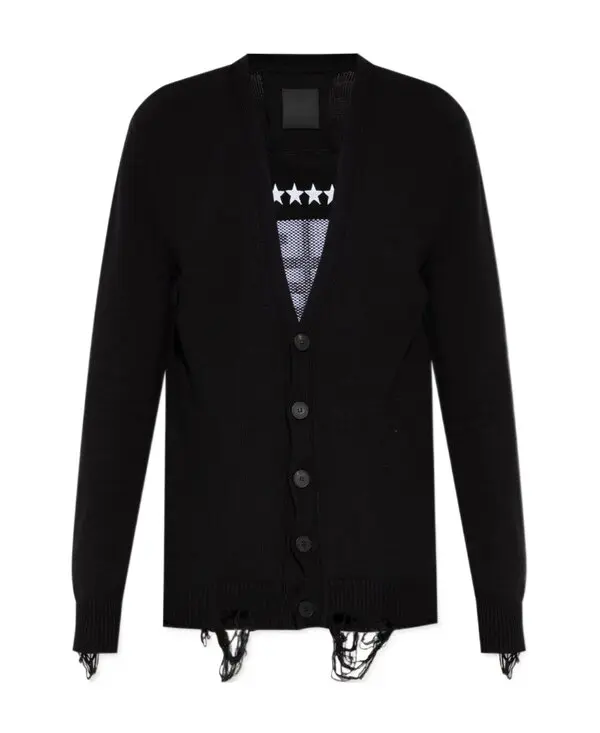 Givenchy Logo Embroidered V-neck Buttoned Cardigan - Black