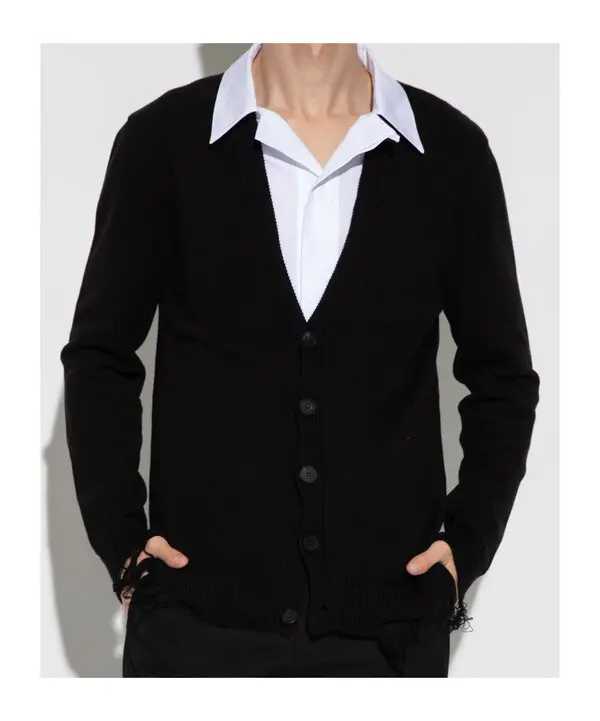 Givenchy Logo Embroidered V-neck Buttoned Cardigan - Black