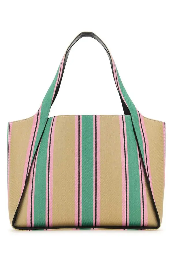 Stella McCartney Striped Logo Tote Bag - Nude