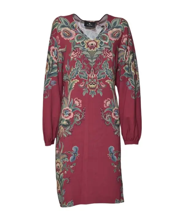 Etro Floral Printed V-neck Long Sleeve Dress