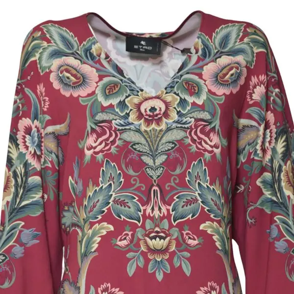 Etro Floral Printed V-neck Long Sleeve Dress