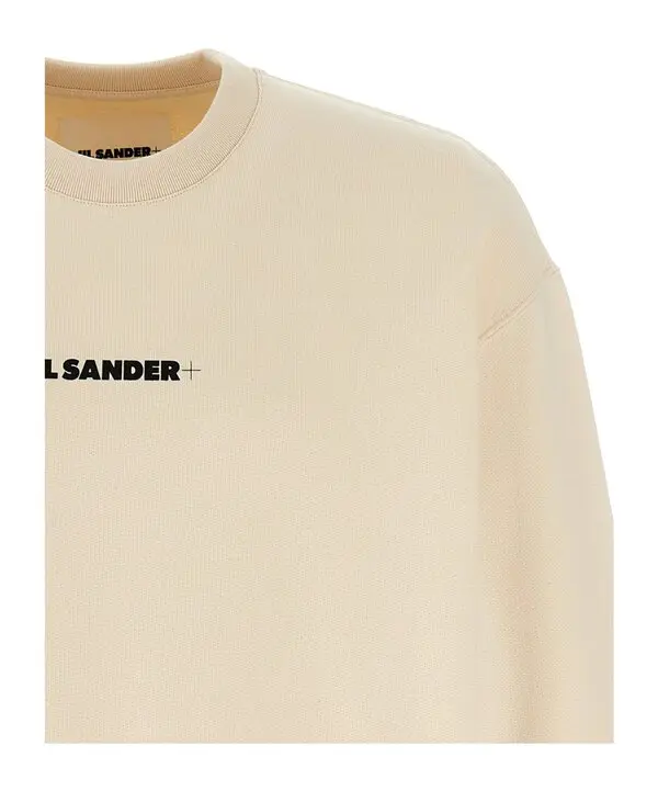 JIL SANDER Logo Print Crewneck Sweatshirt - Beige