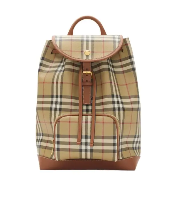 Burberry Check Flap Backpack - Archive Beige/briar Brown