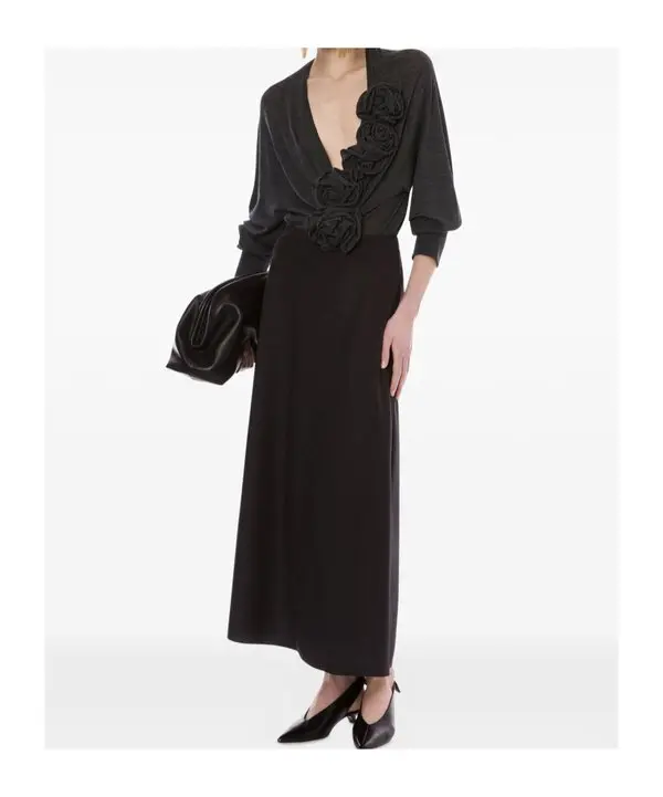 Alberta Ferretti High Waist Pleated Midi Skirt