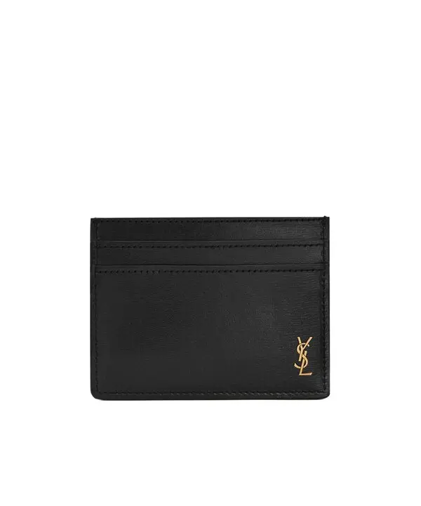 Saint Laurent Tiny Cassandre Credit Card Case - Black