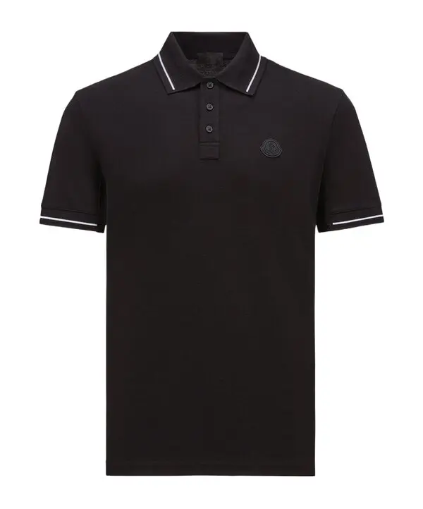 Moncler Logo Patch Short-sleeved Polo Shirt - Black
