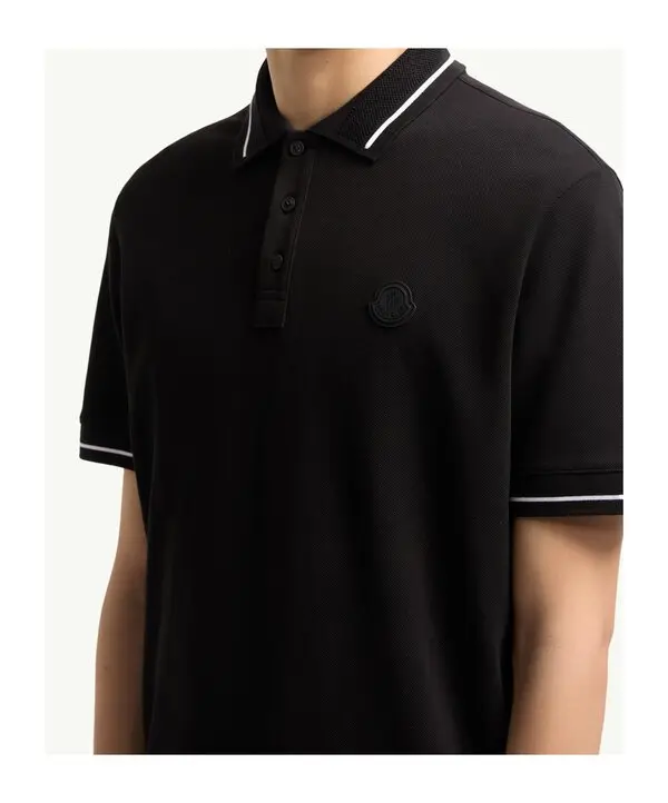 Moncler Logo Patch Short-sleeved Polo Shirt - Black