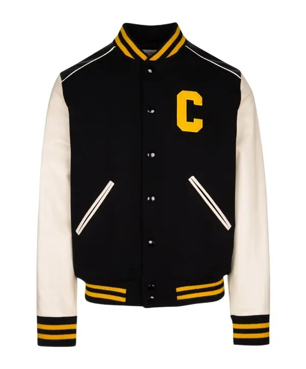 Celine Classic Teddy Jacket In Textured Wool - Black/yellow