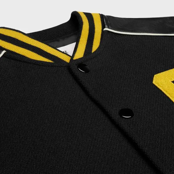 Celine Classic Teddy Jacket In Textured Wool - Black/yellow