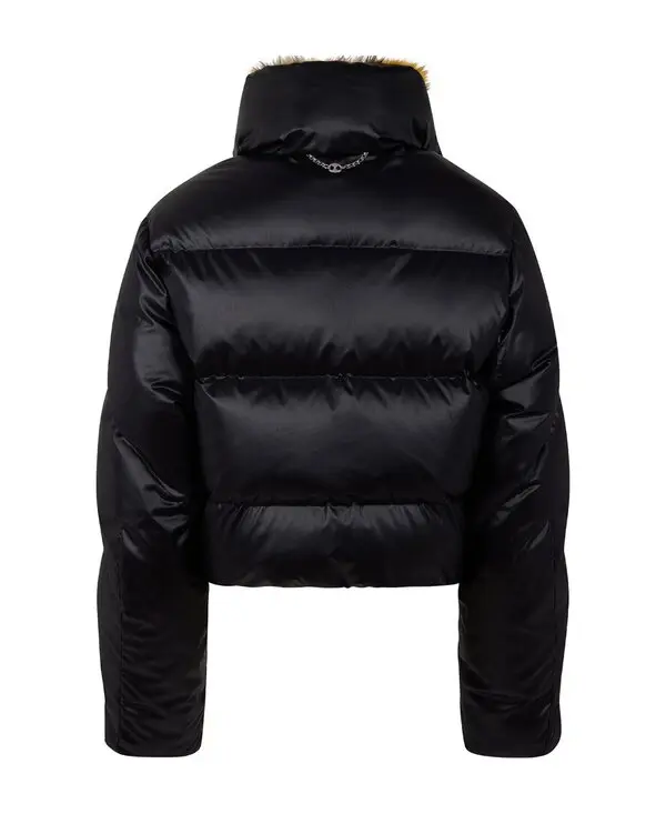 Rabanne Cropped Puffer Jacket With Fur Collar