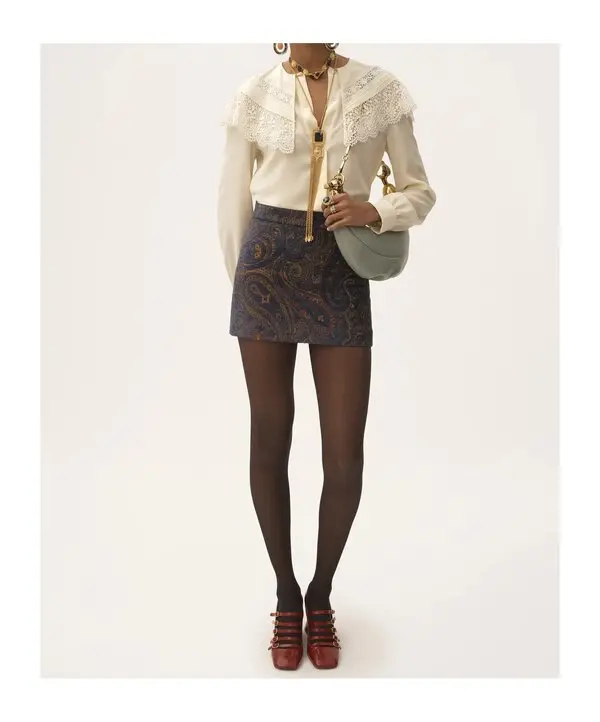 Chloé Lace-trim Collar Gathered Blouse