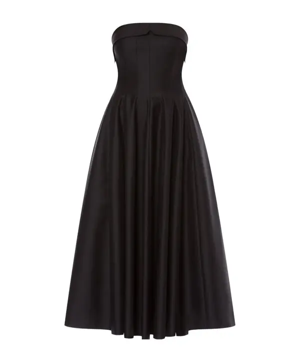 Alberta Ferretti Sleeveless Tube Top Dress With Pleated Details