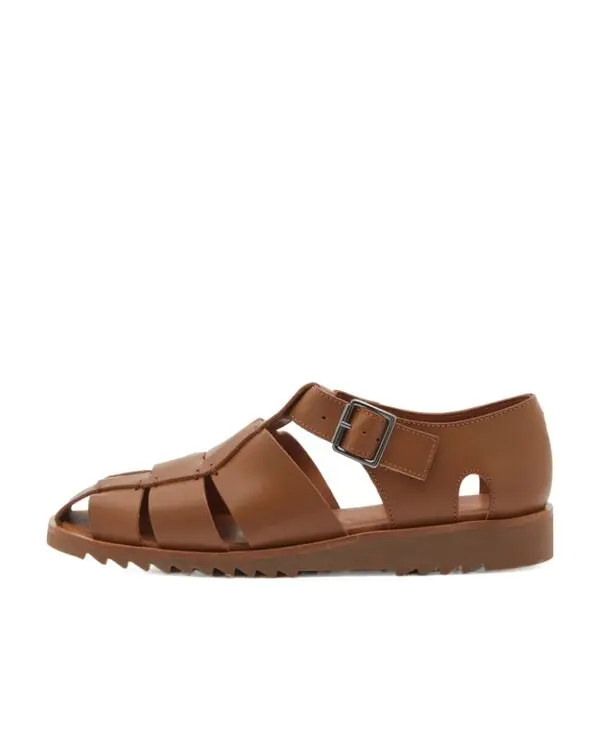 Paraboot Leather Sandals With Buckle Detail - Brown