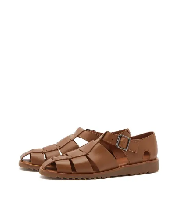 Paraboot Leather Sandals With Buckle Detail - Brown