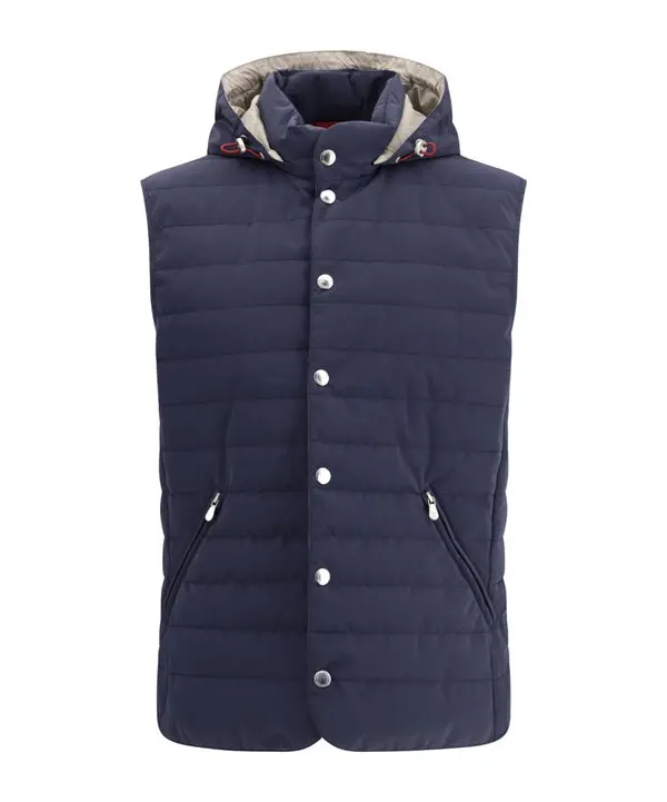 Brunello Cucinelli Quilted Hooded Gilet - Black
