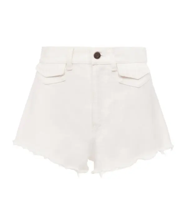 Chloé Frayed Edge Denim Shorts - White