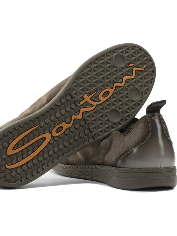 Santoni Suede Sneakers With Elastic Laces