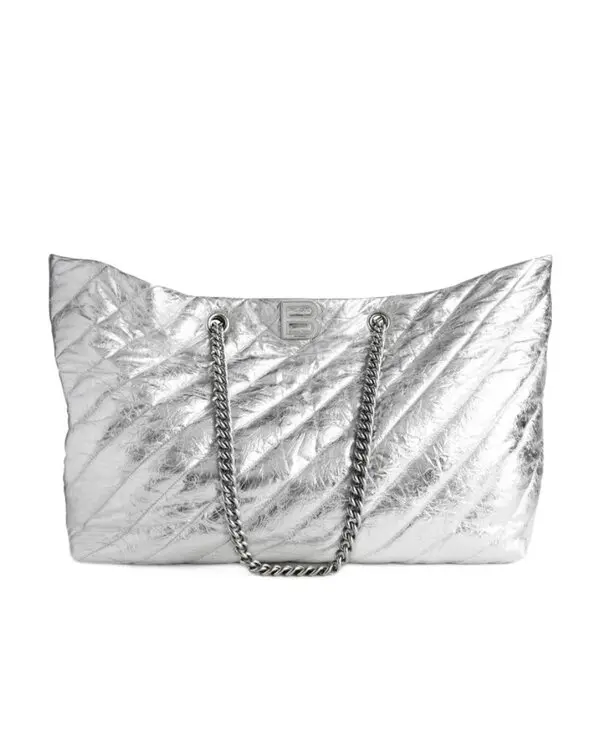 Balenciaga Crush Large Quilted Tote Bag - Silver