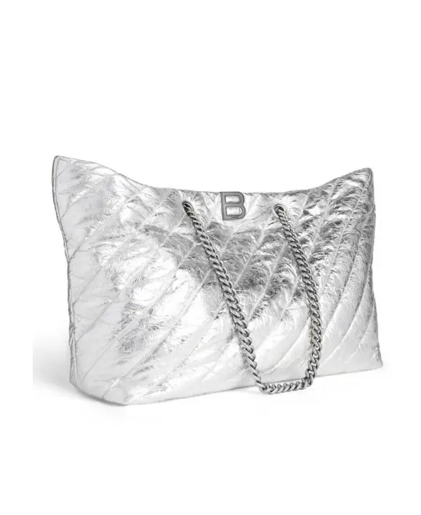 Balenciaga Crush Large Quilted Tote Bag - Silver