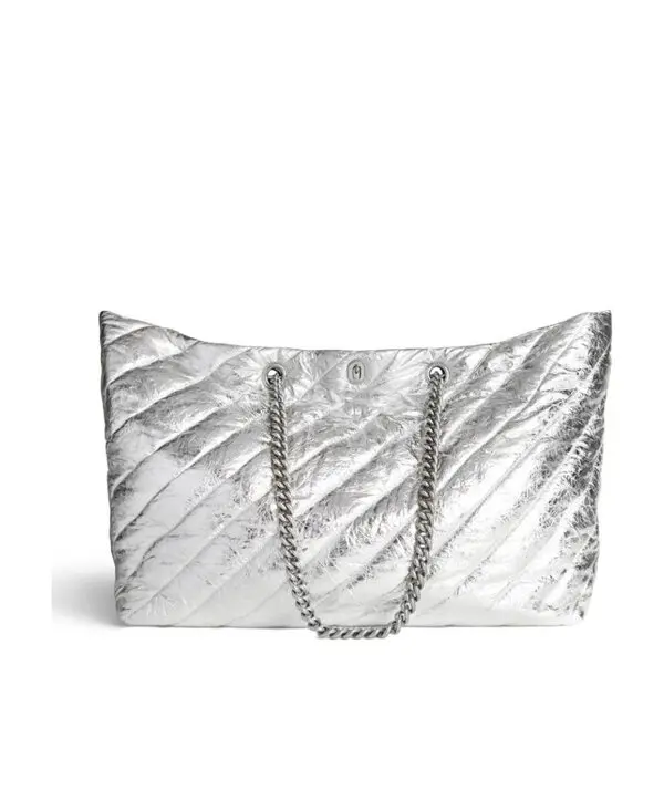 Balenciaga Crush Large Quilted Tote Bag - Silver