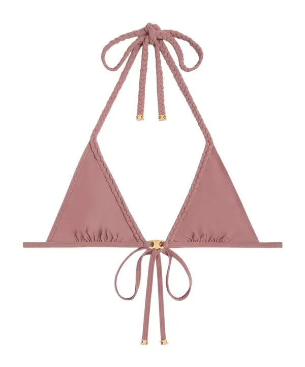 Celine Triomphe Triangle Top In Matte Jersey - Rose Pink