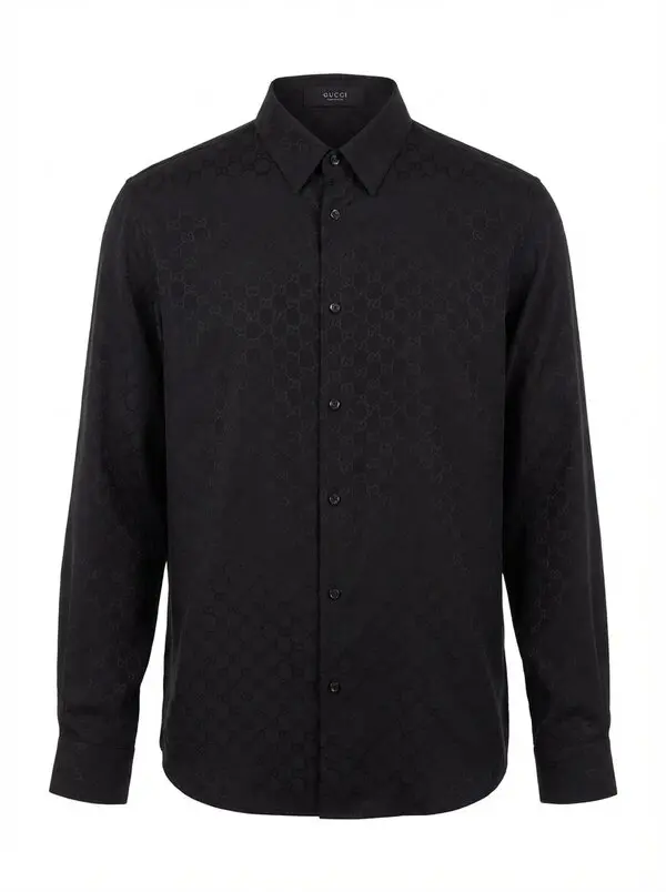 Gucci Monogrammed Collared Long-sleeve Shirt