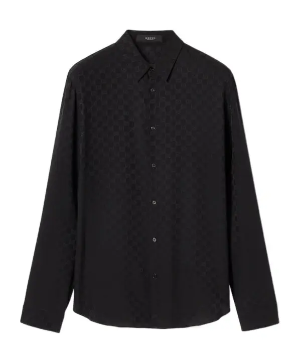 Gucci Monogrammed Collared Long-sleeve Shirt