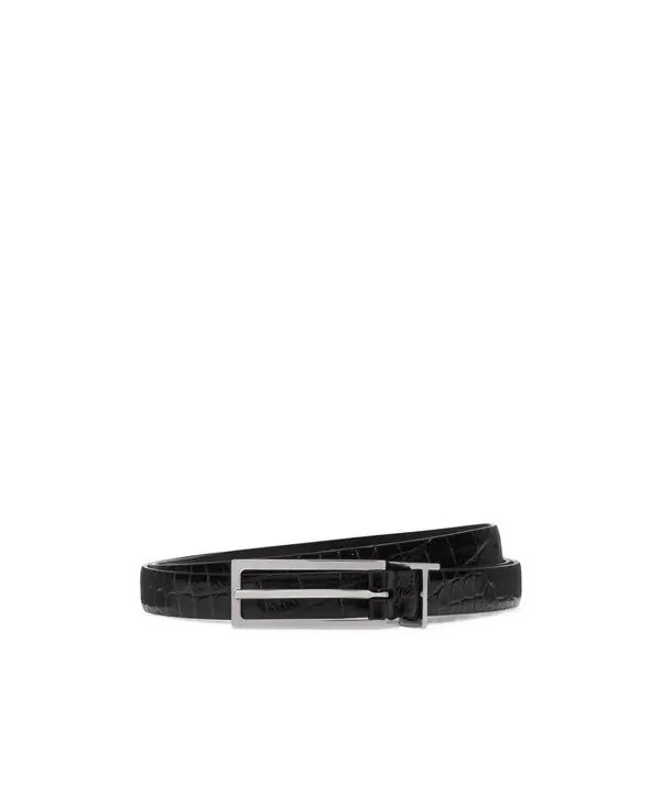 TOM FORD T-loop Belt With Crocodile-patterned Calfskin - Black