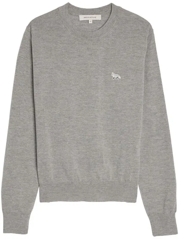 Maison Kitsuné Baby Fox Patch Crewneck Jumper - Gray