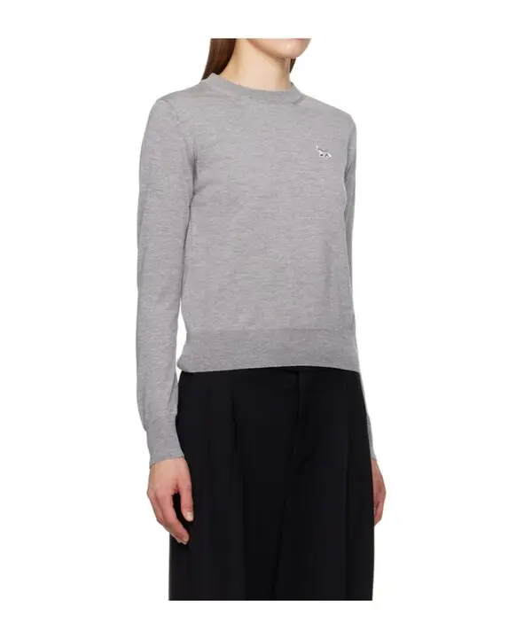 Maison Kitsuné Baby Fox Patch Crewneck Jumper - Gray