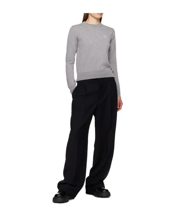 Maison Kitsuné Baby Fox Patch Crewneck Jumper - Gray