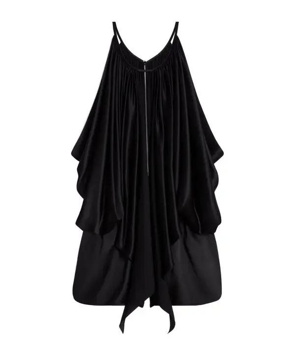 Celine Draped Short Jumpsuit In Satin And Silk Crepe - Black