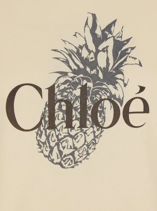 Chloé Logo And Pineapple Print Crewneck T-shirt - Tender Peach