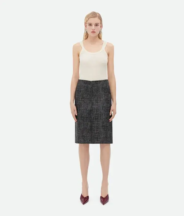 Bottega Veneta Printed Leather Midi Skirt