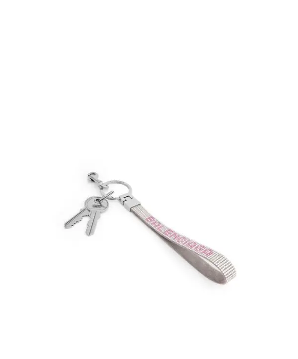 Balenciaga Logo Engraved Rhinestone Keychain - Gray